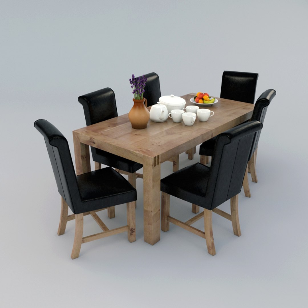 oak dinner table scene max