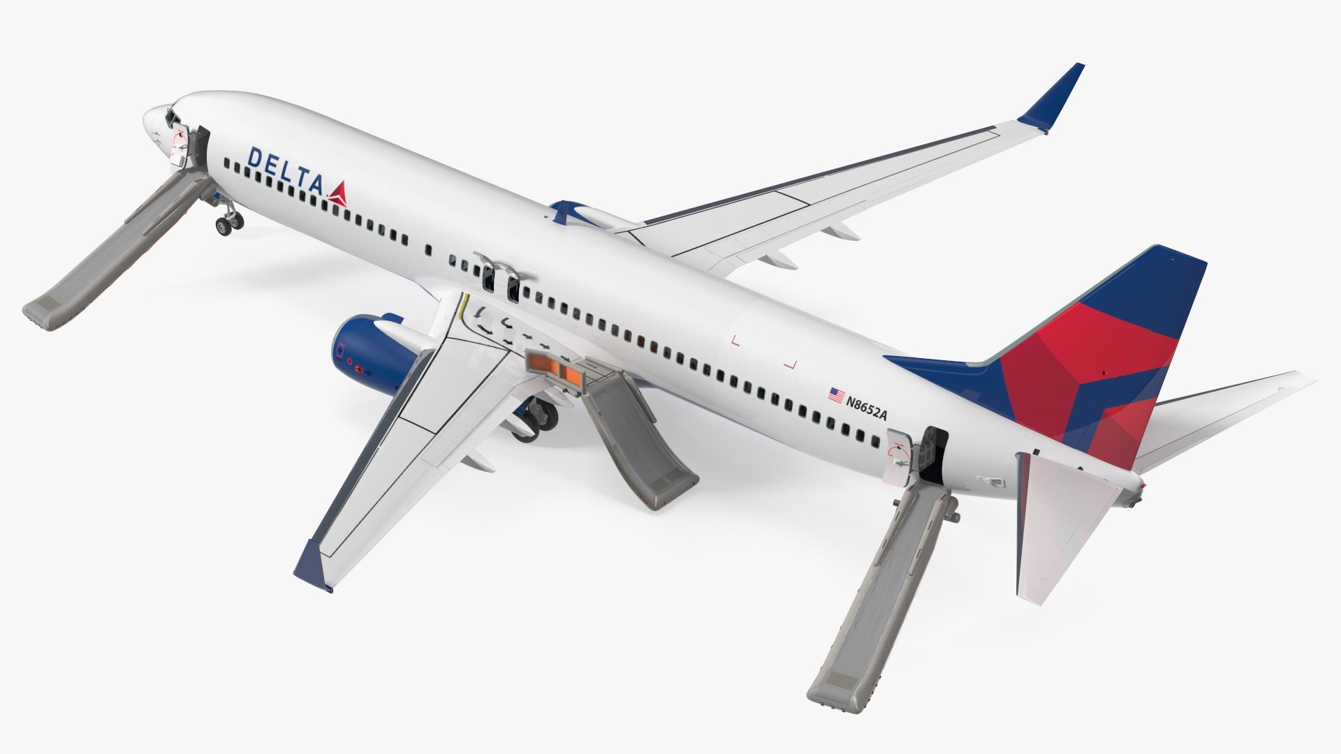 Boeing 737 900 ER Delta with Inflatable Evacuation Sliders model ...