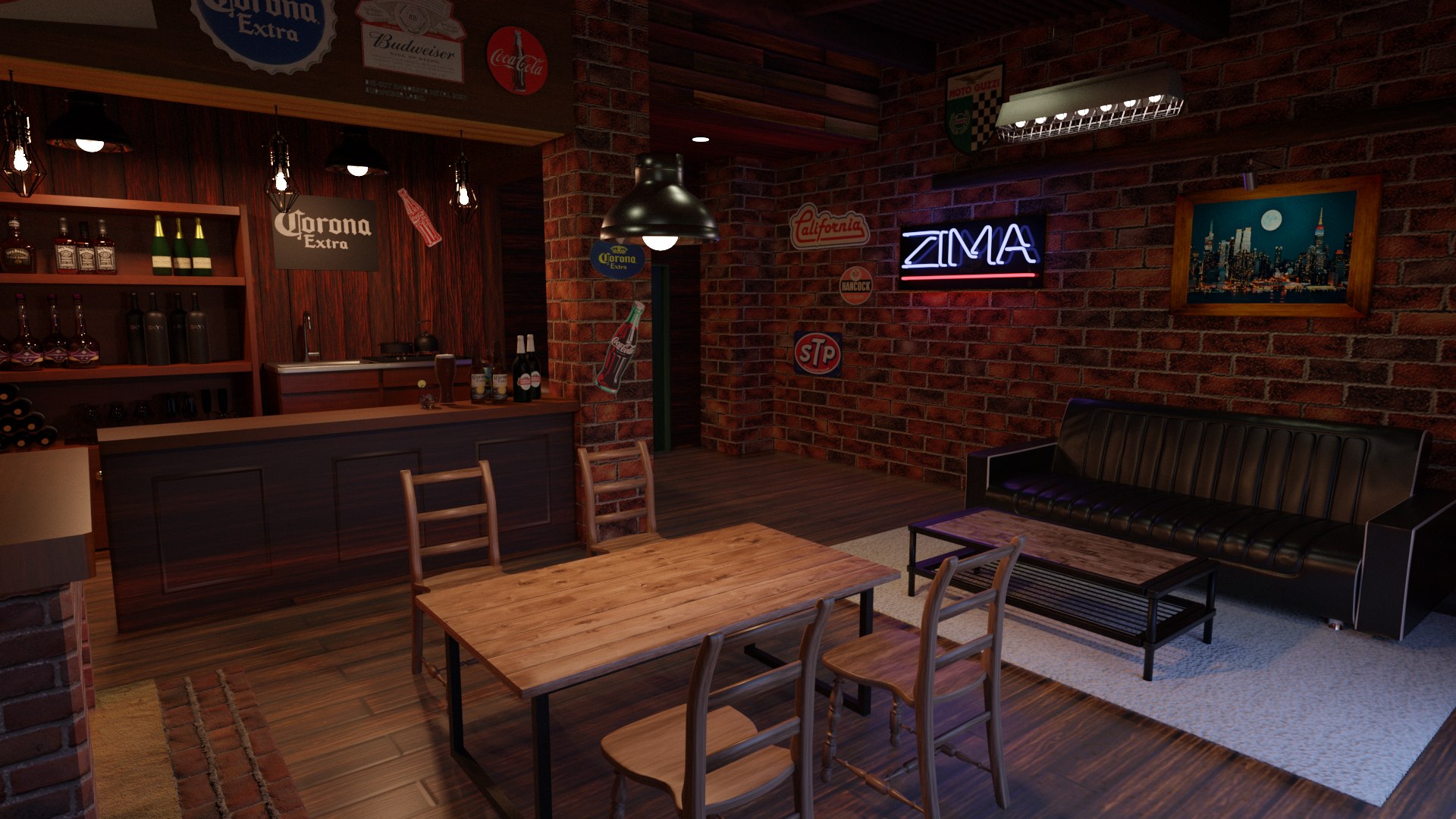 3D American Wooden Room Wood Model - TurboSquid 1699029