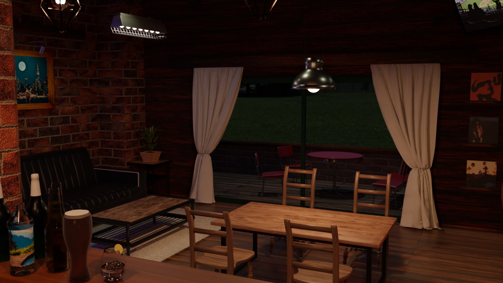 3D American Wooden Room Wood Model - TurboSquid 1699029