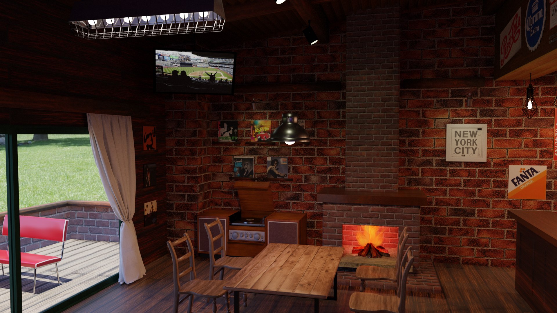 3D American Wooden Room Wood Model - TurboSquid 1699029