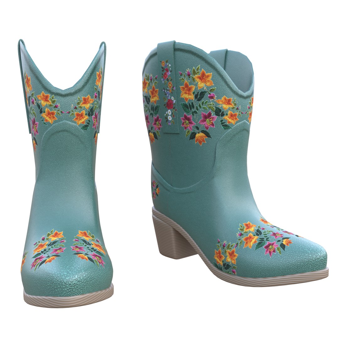modèle 3D de Bottes de cow-girl en cuir vert - TurboSquid 2449987