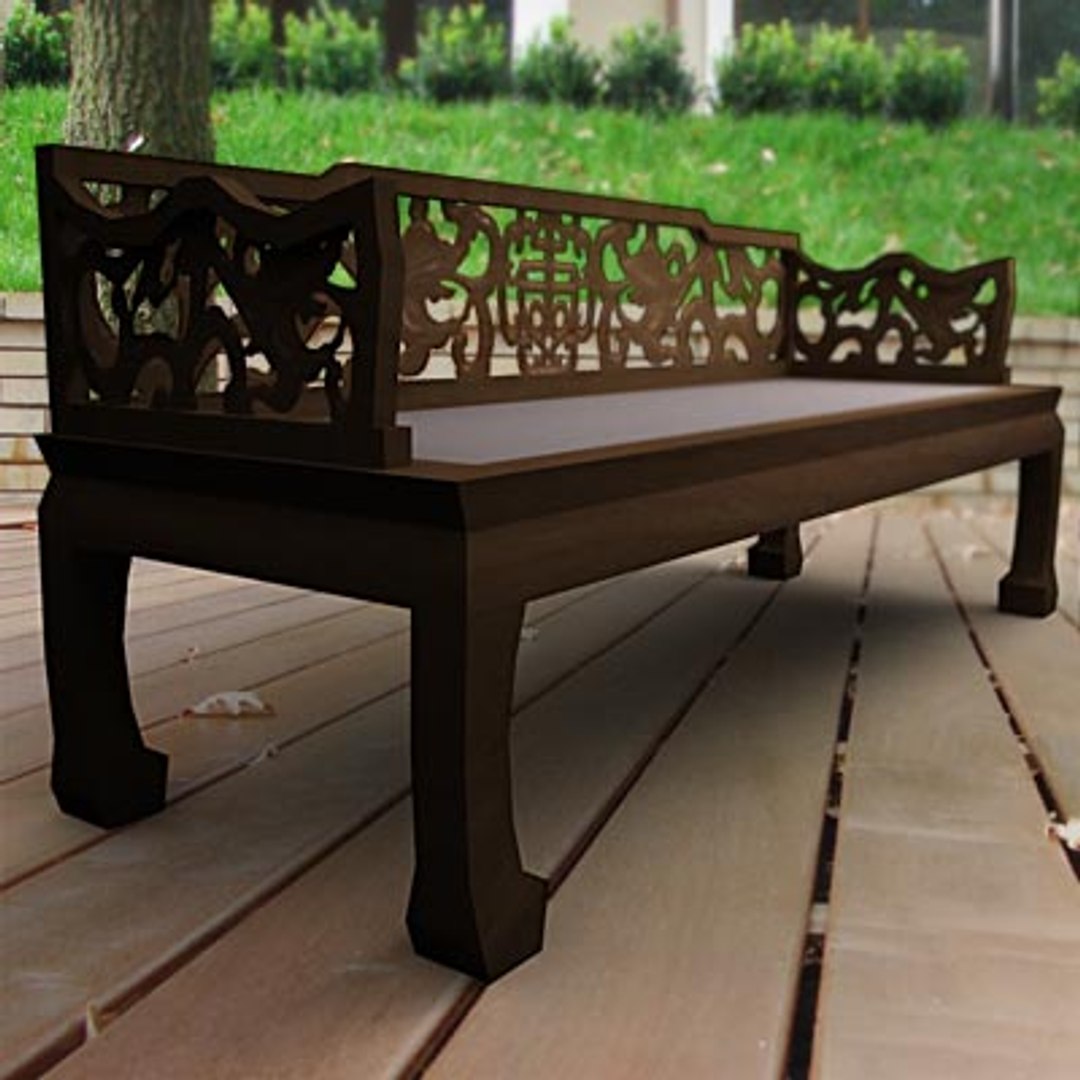 3d Wooden Chinese Bench