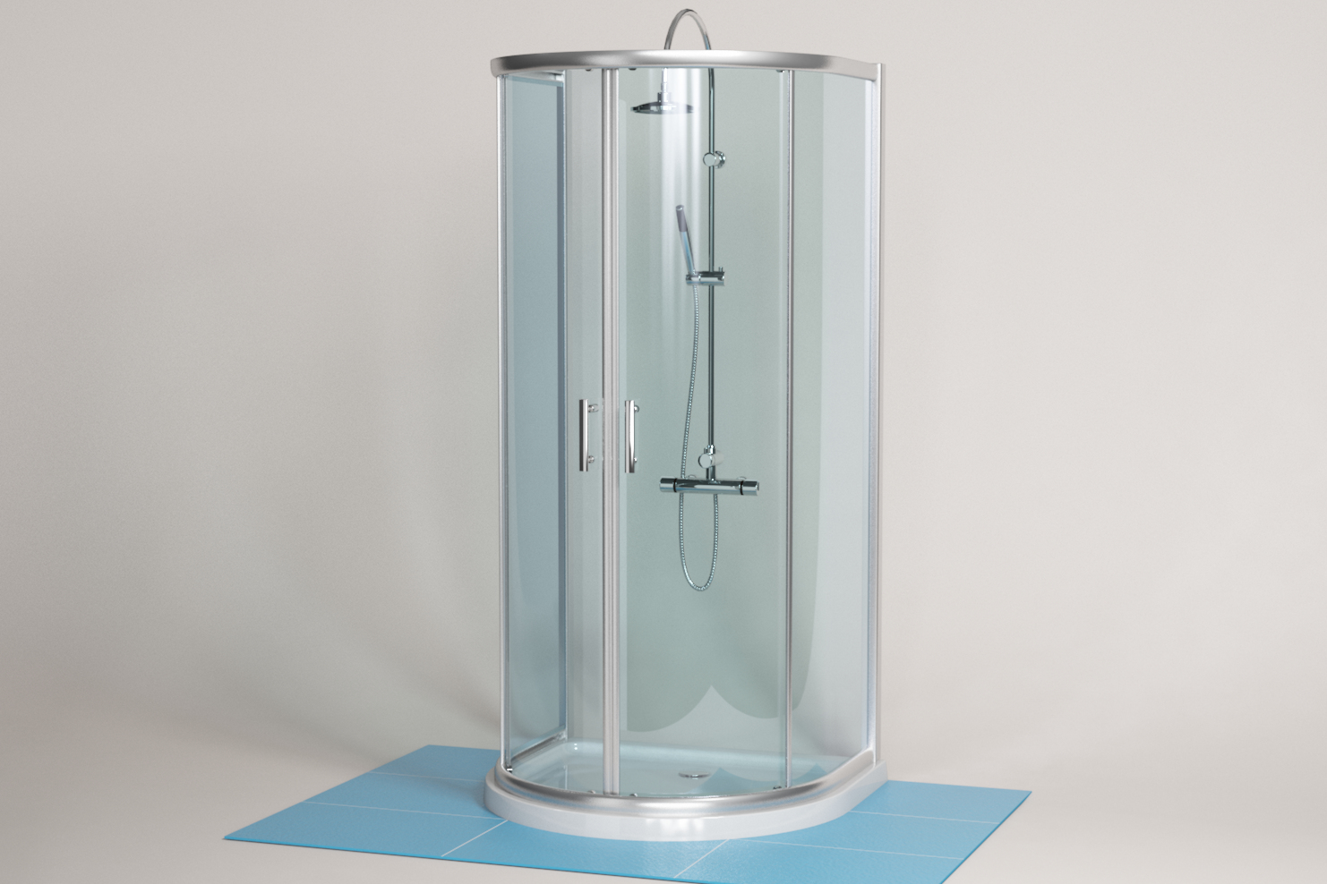 Luxury d-shape shower enclosure 3D - TurboSquid 1318568