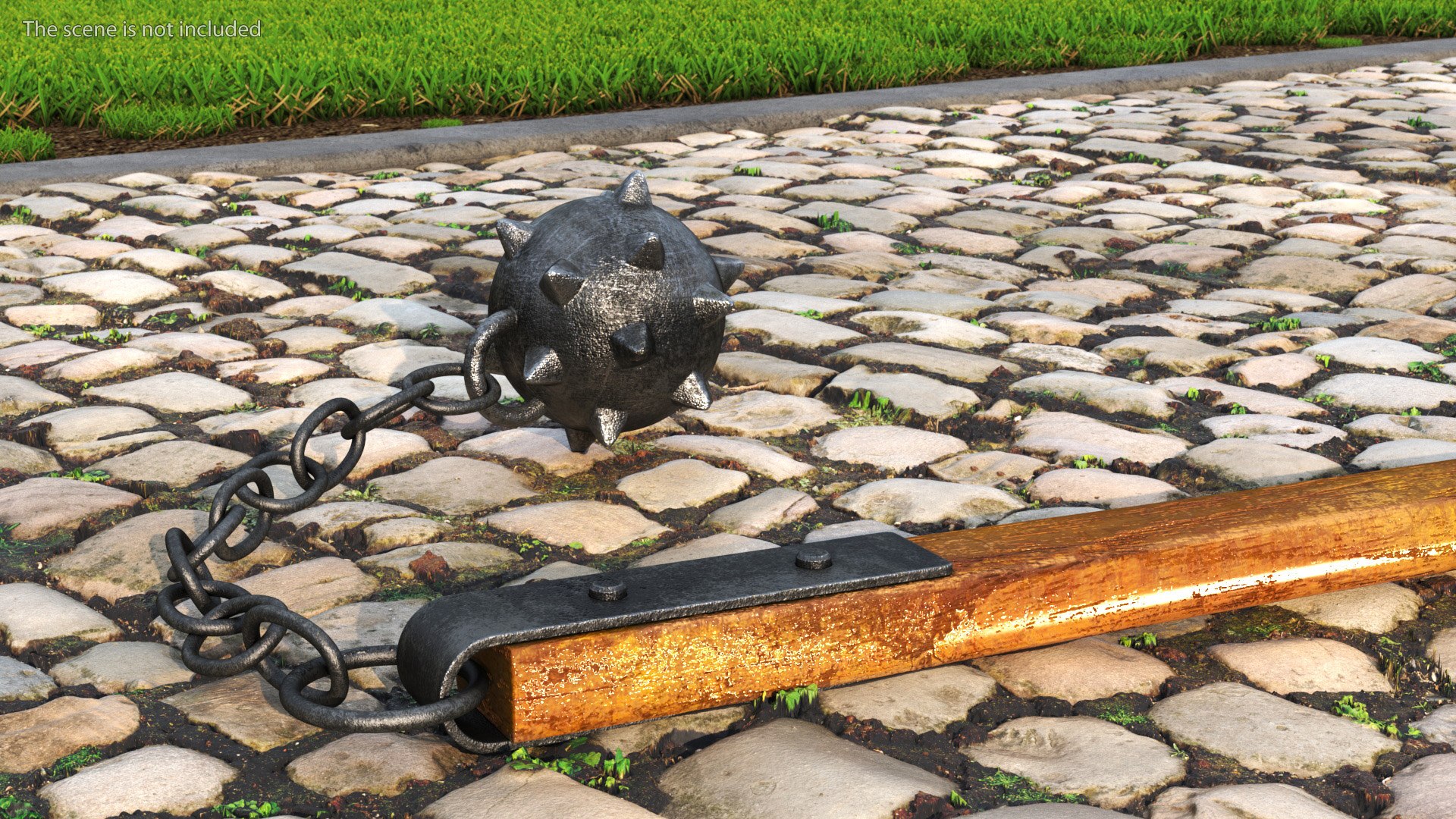 Vintage Flail Weapon Spiked 3d Model