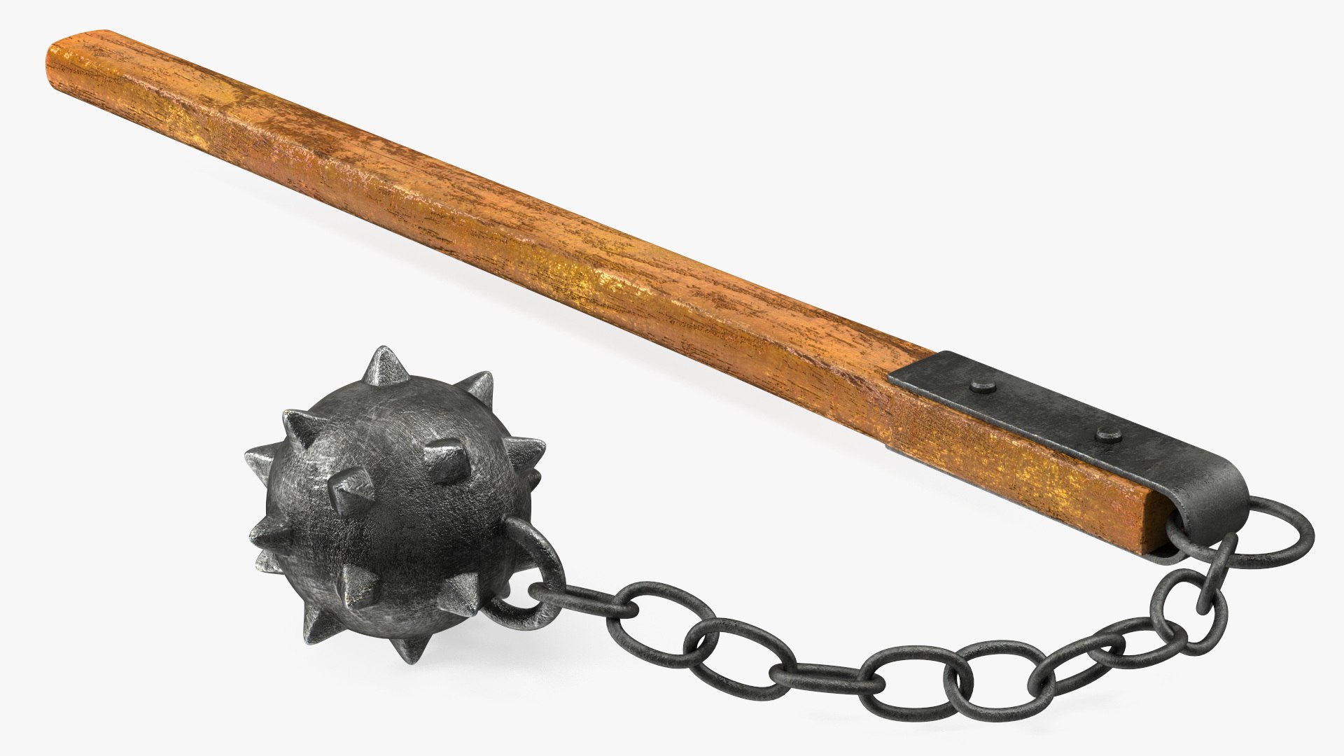 Vintage Flail Weapon Spiked 3d Model