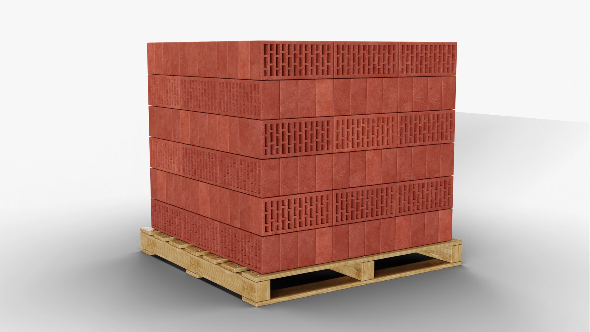 3D Wooden Pallet With Red Bricks 3 - TurboSquid 2081962