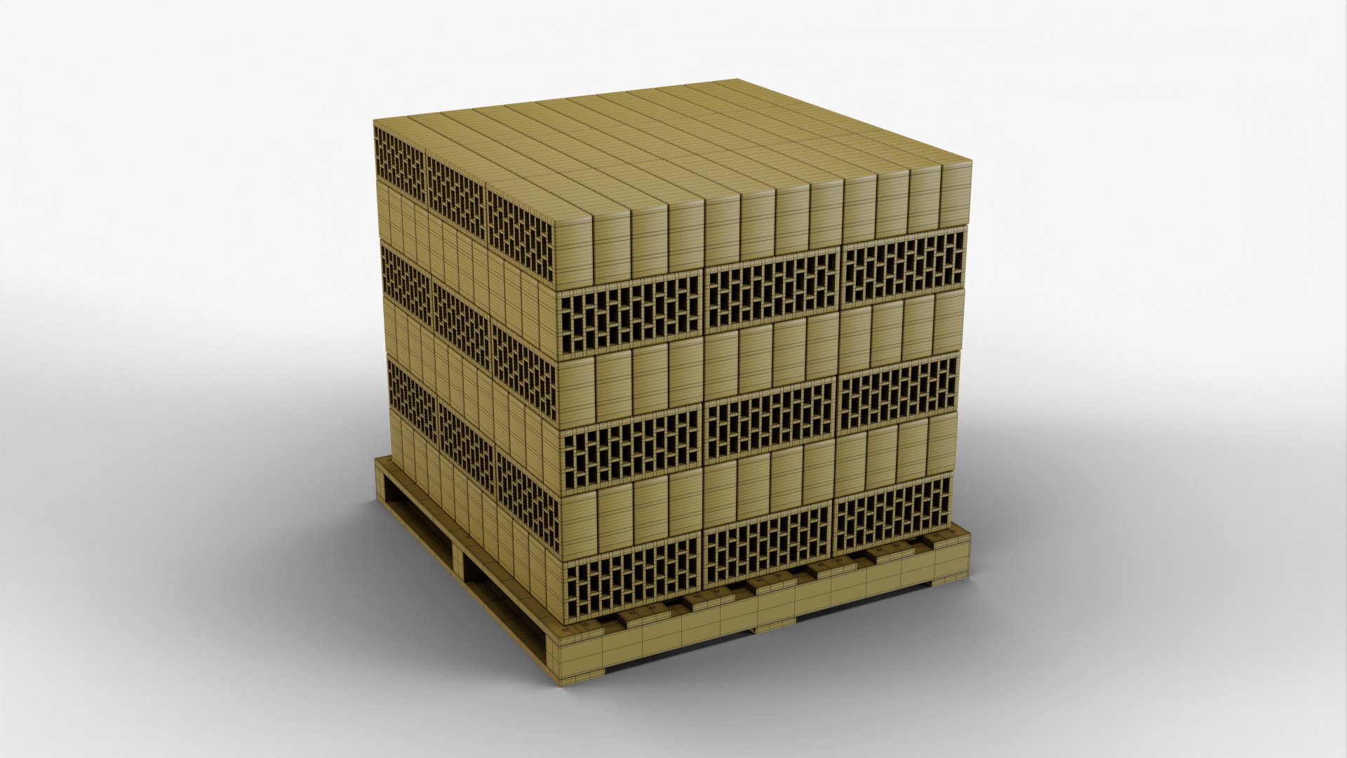 3D Wooden Pallet With Red Bricks 3 - TurboSquid 2081962