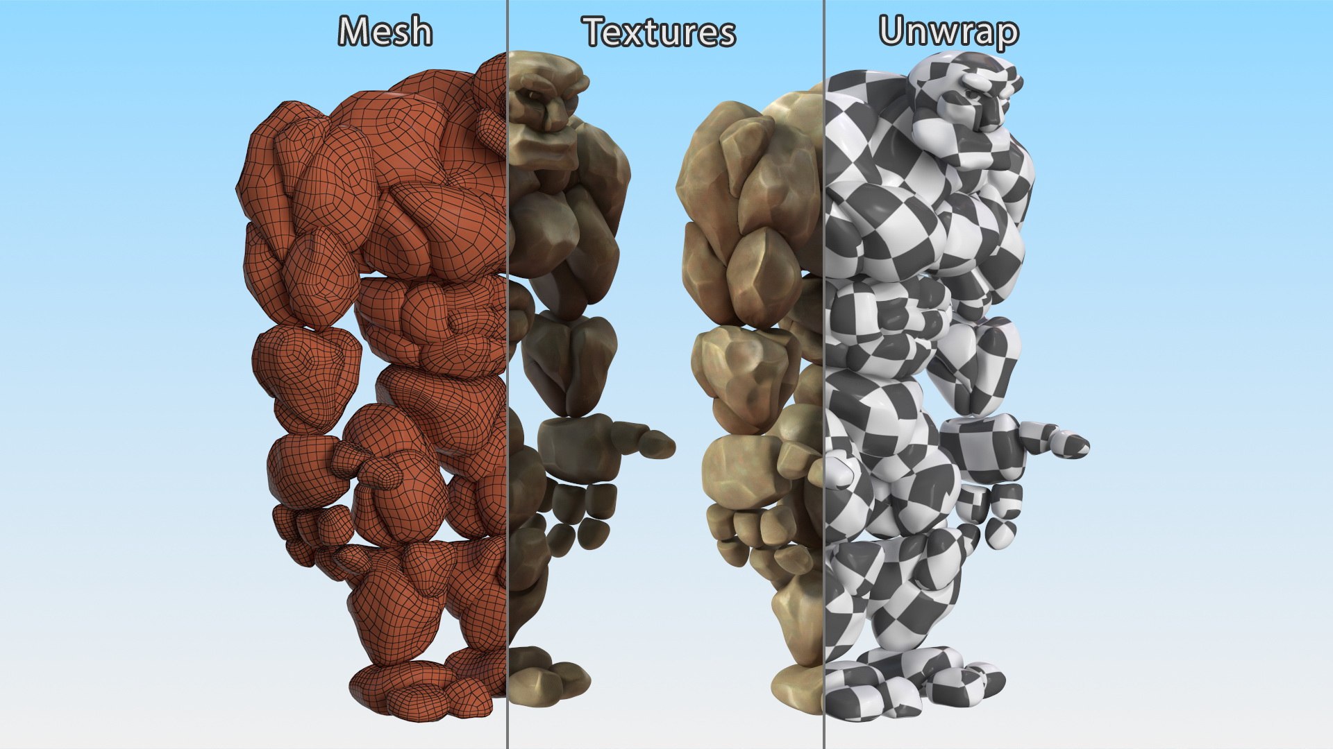 Brown Stone Golem Cartoon Stone Standing 3D model - TurboSquid 1960958