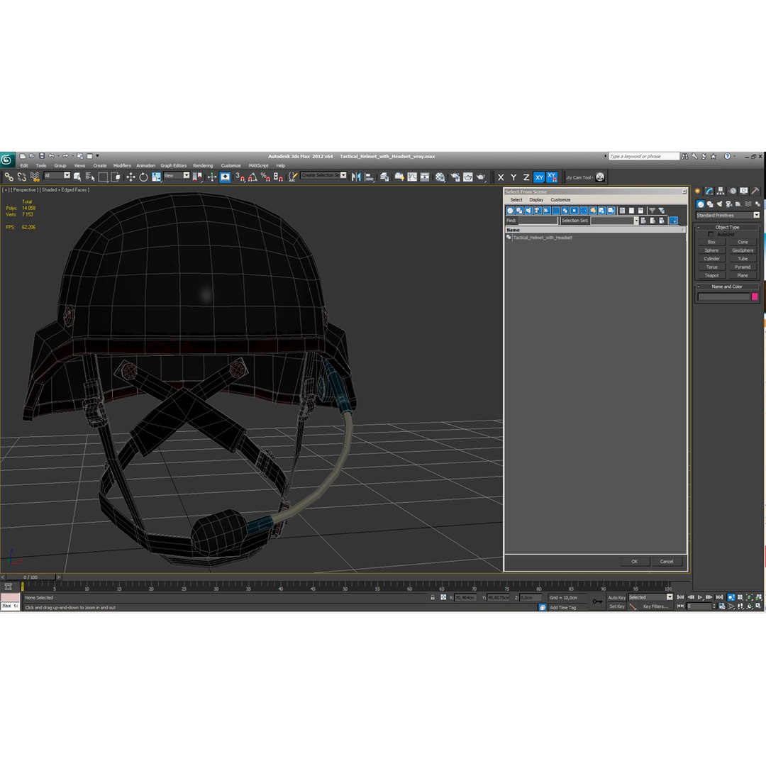 Tactical Helmet Headset 3d Model