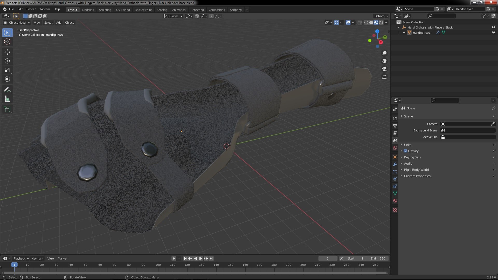 Hand Orthosis With Fingers Black 3D Model - TurboSquid 2122363