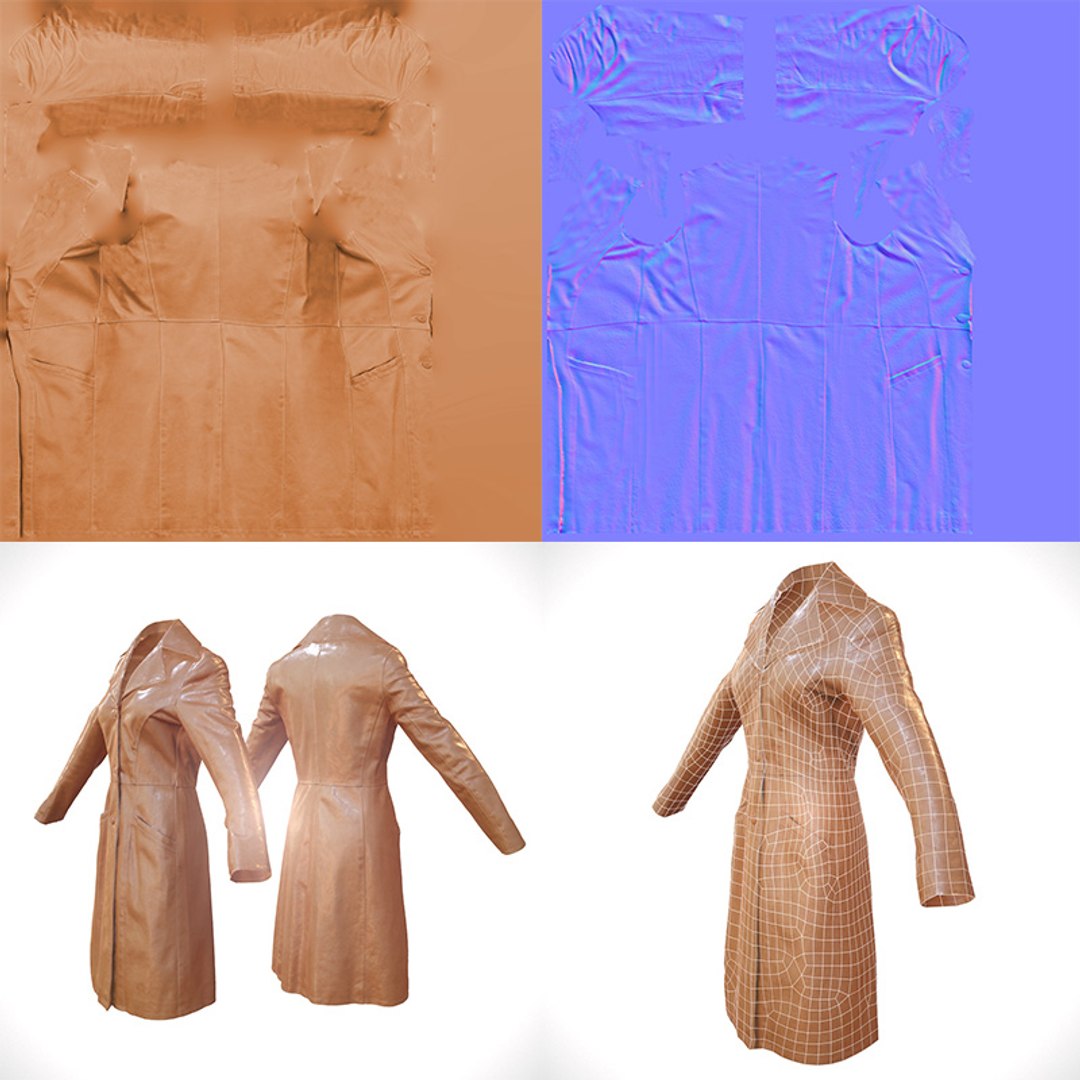3d Leather Coat Model