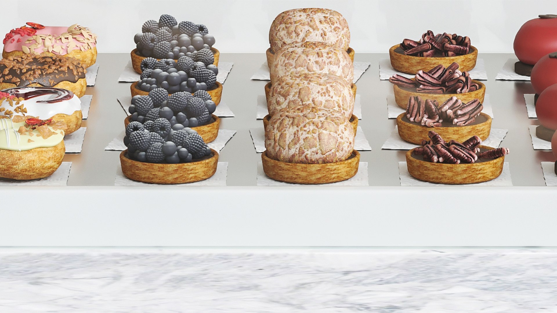 Display Case With Desserts Pastry Cake 3D - TurboSquid 2168806