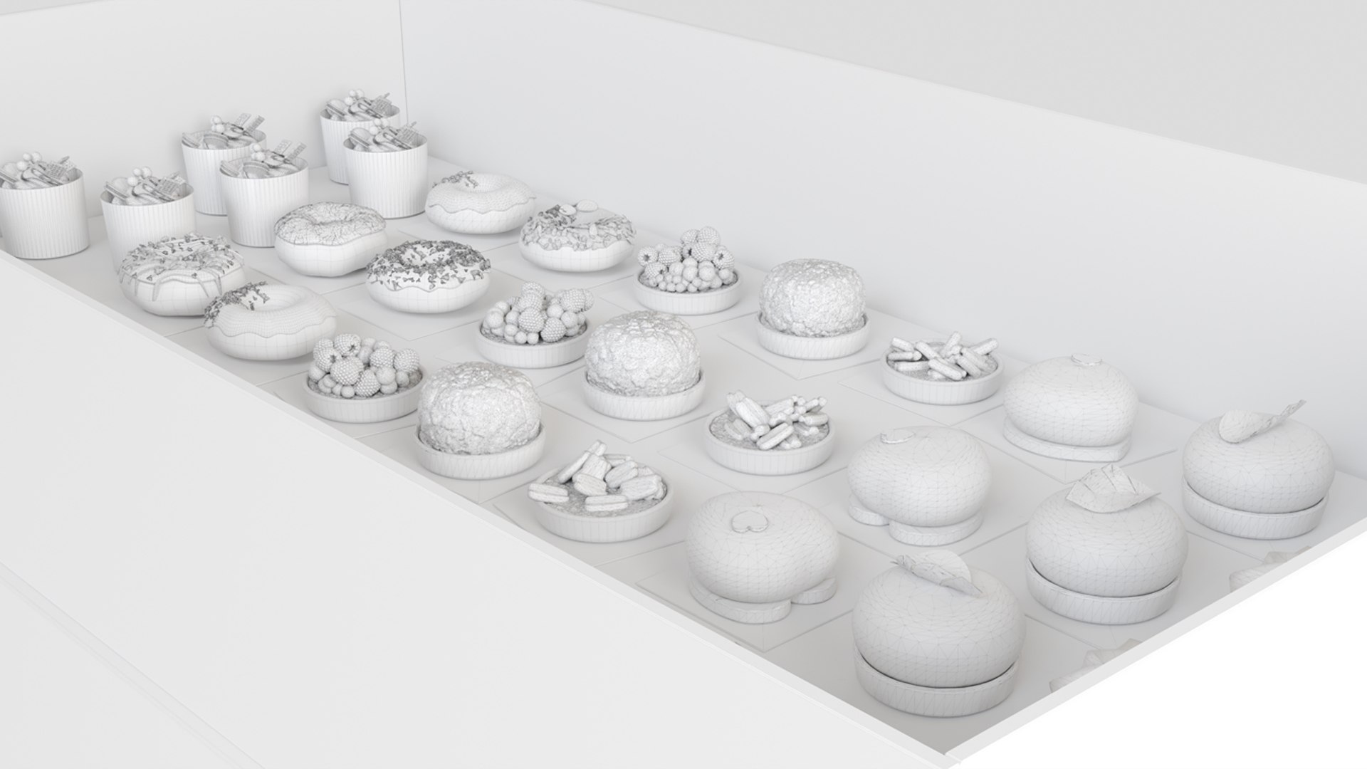 Display Case With Desserts Pastry Cake 3D - TurboSquid 2168806