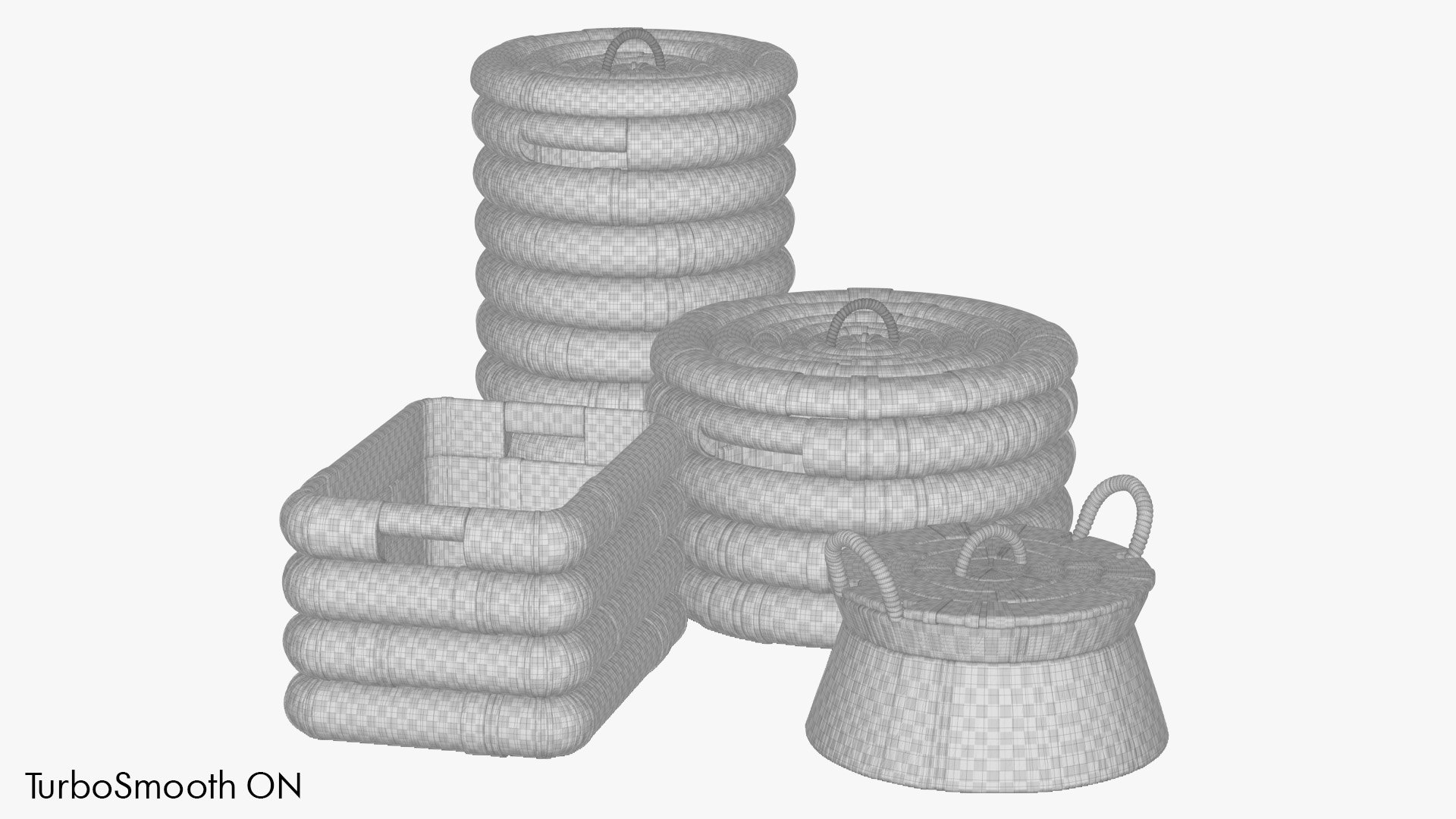 3D Decorative Set Of Four Baskets - TurboSquid 2216986