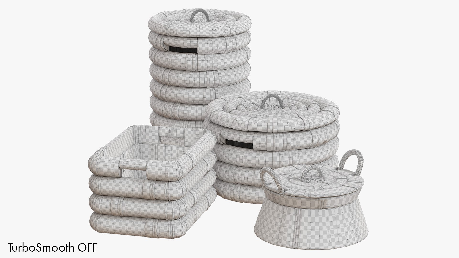 3D Decorative Set Of Four Baskets - TurboSquid 2216986