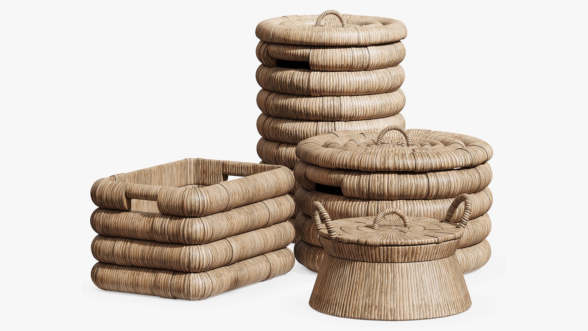 3D Decorative Set Of Four Baskets - TurboSquid 2216986