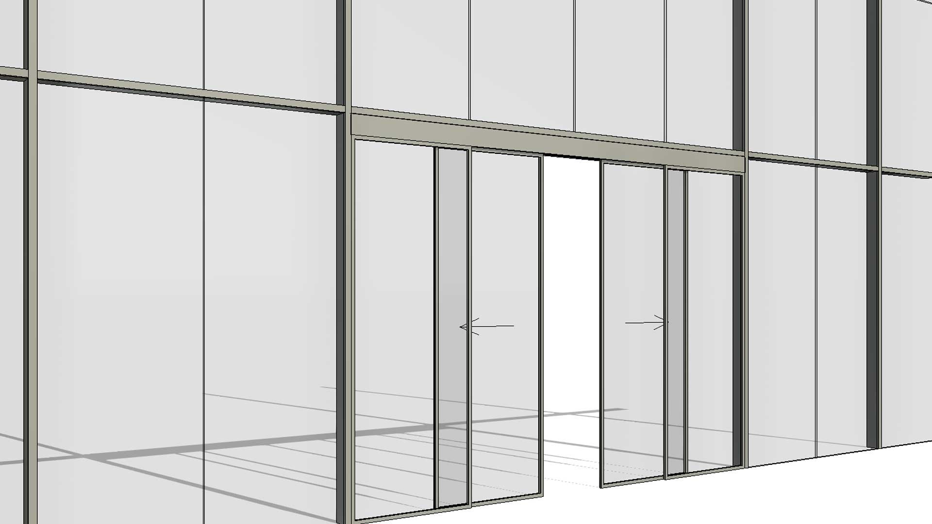Curtain Wall Automatic Double Sliding Door 3D Model - TurboSquid 2072344