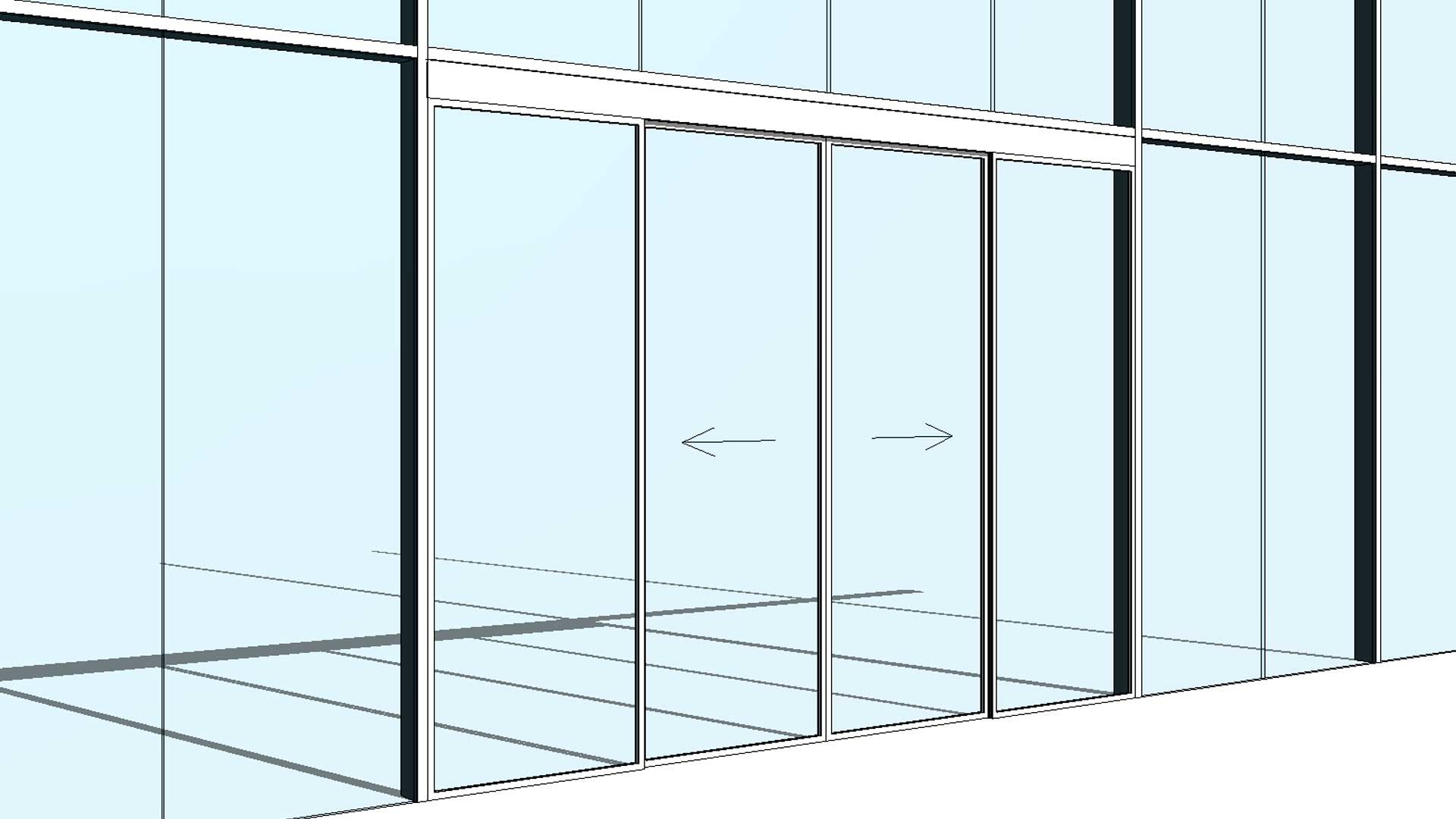 Curtain Wall Automatic Double Sliding Door 3D Model - TurboSquid 2072344
