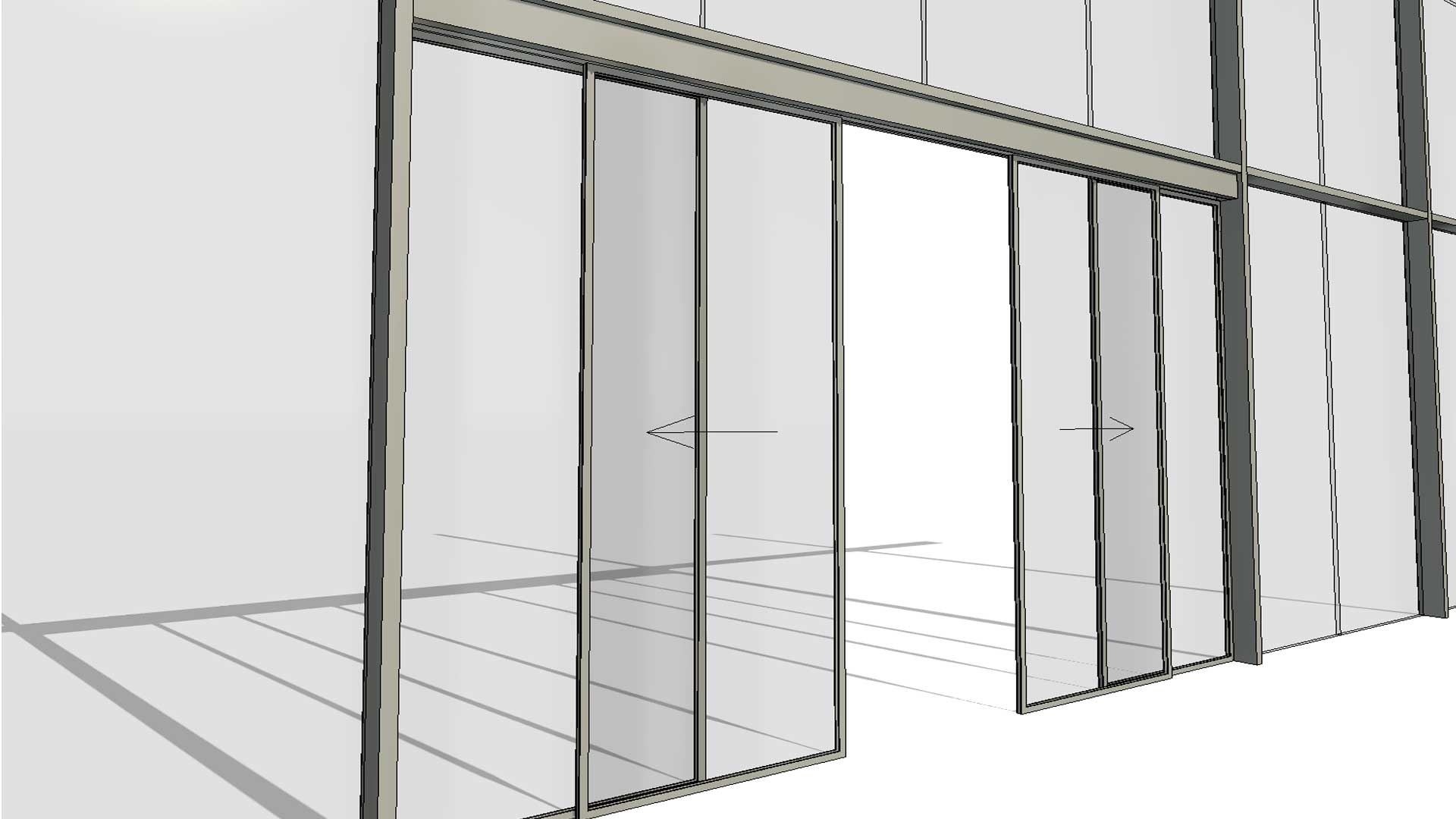 Curtain Wall Automatic Double Sliding Door 3D Model - TurboSquid 2072344