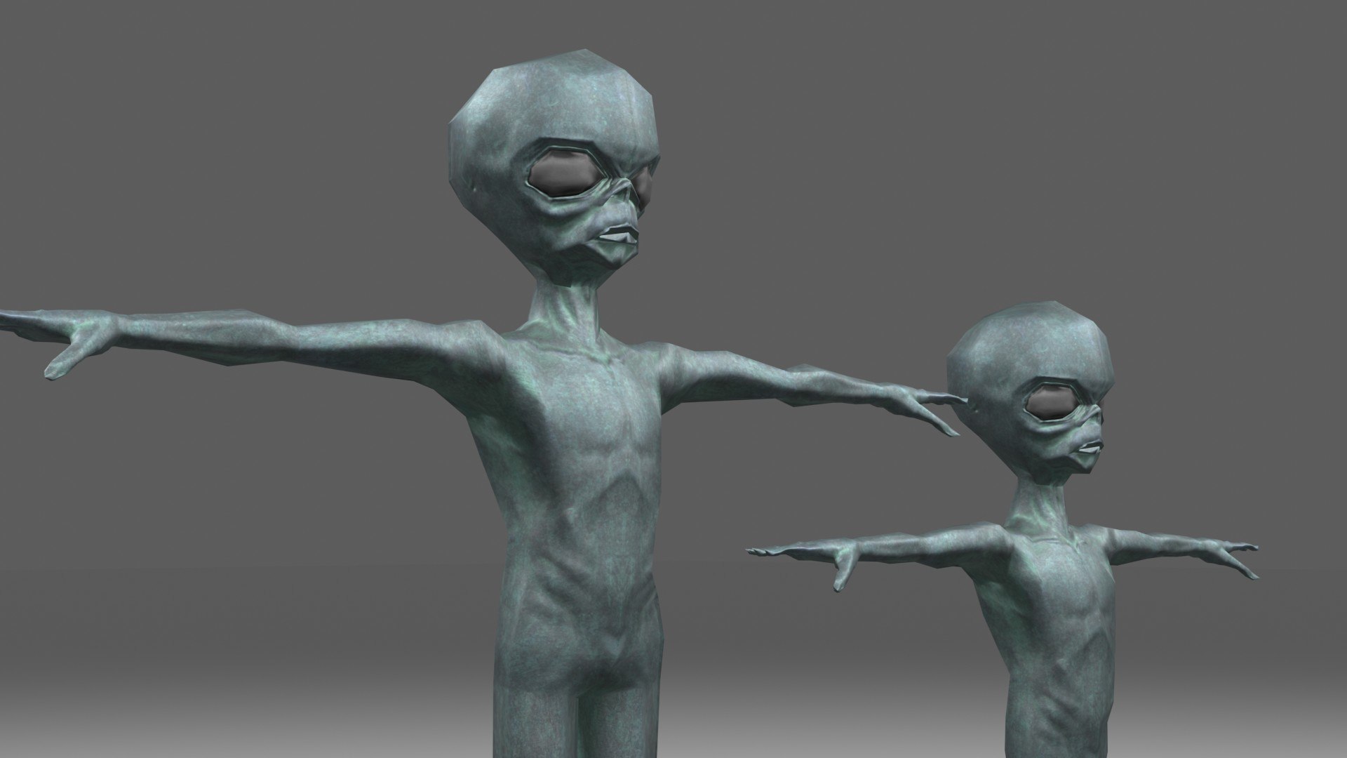 3D Grey Alien Super lowpoly 4K Normal map Texture Small and Tall ...