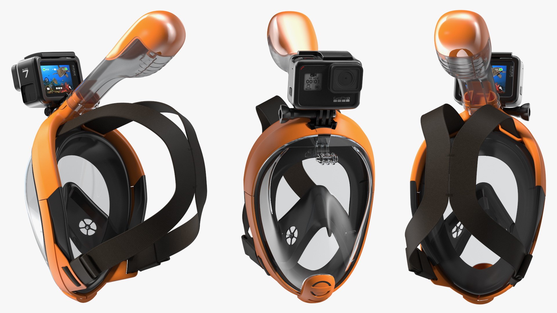 3D Full Face Snorkel Mask with GoPro Hero 7 Black model - TurboSquid ...