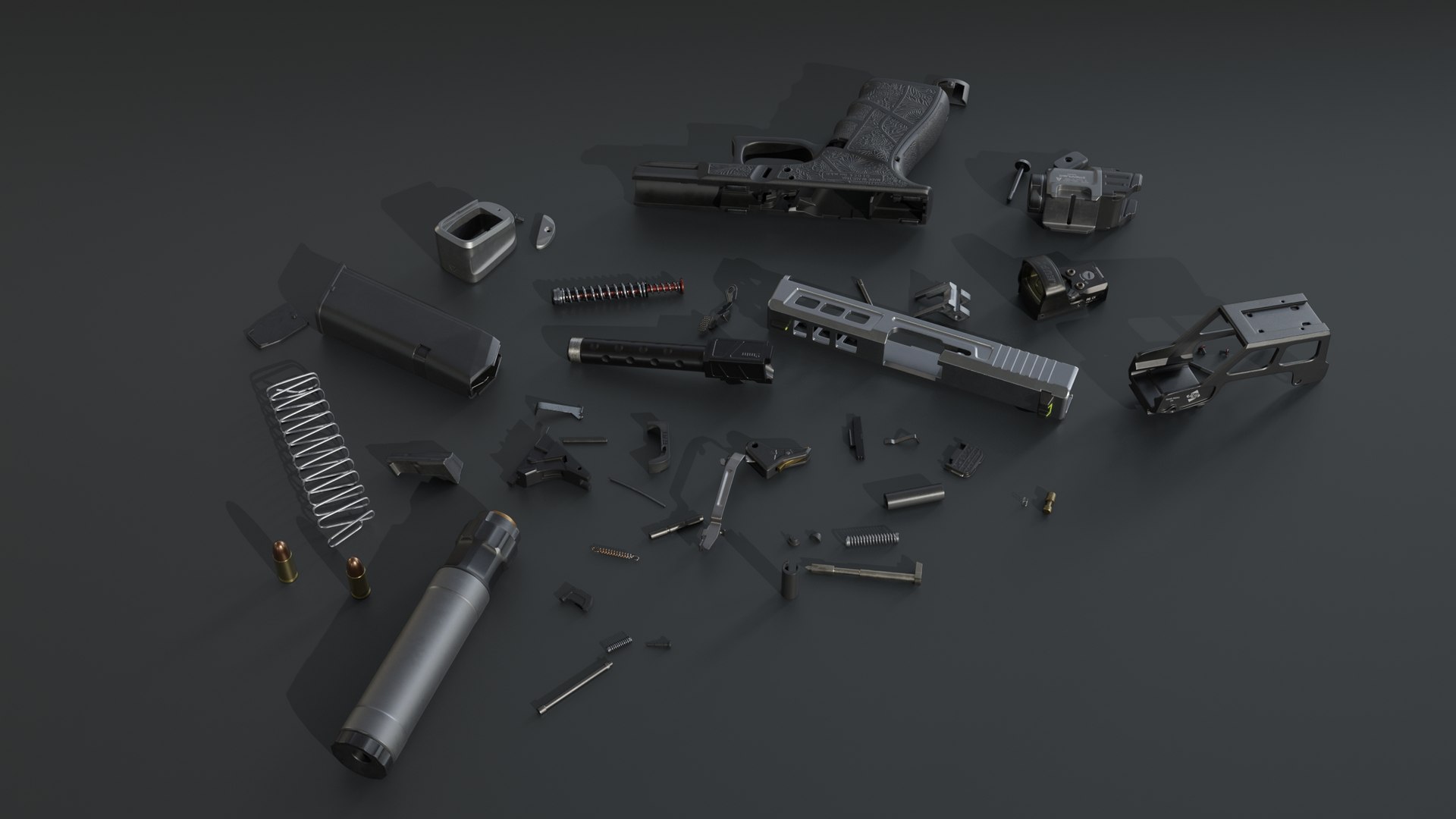 Glock 19 Gen4 custom fully modeled 3D model - TurboSquid 2156432