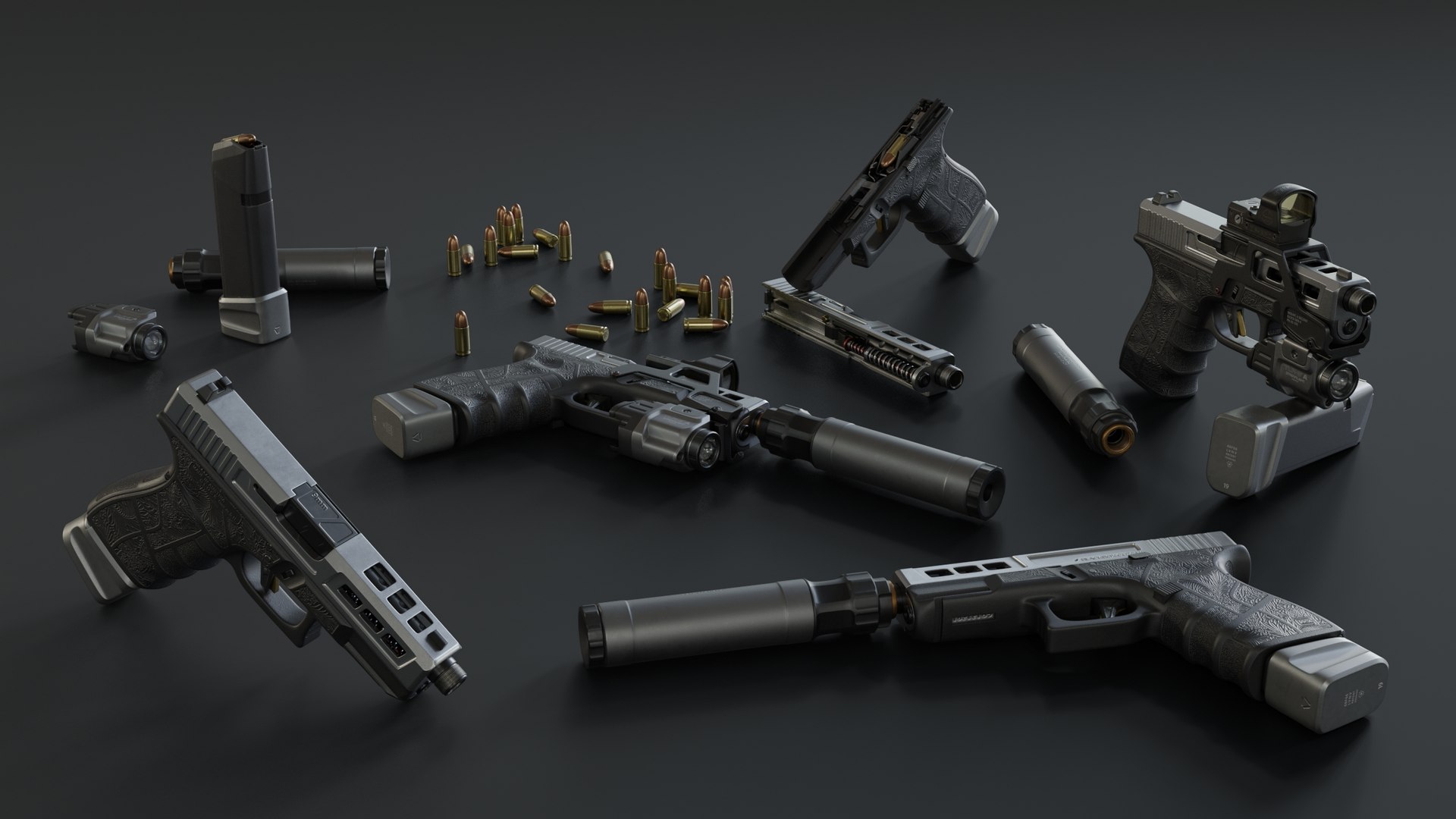 Glock 19 Gen4 custom fully modeled 3D model - TurboSquid 2156432