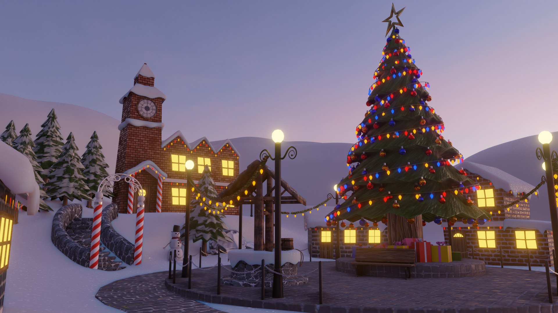 Christmas town 3D - TurboSquid 1658313