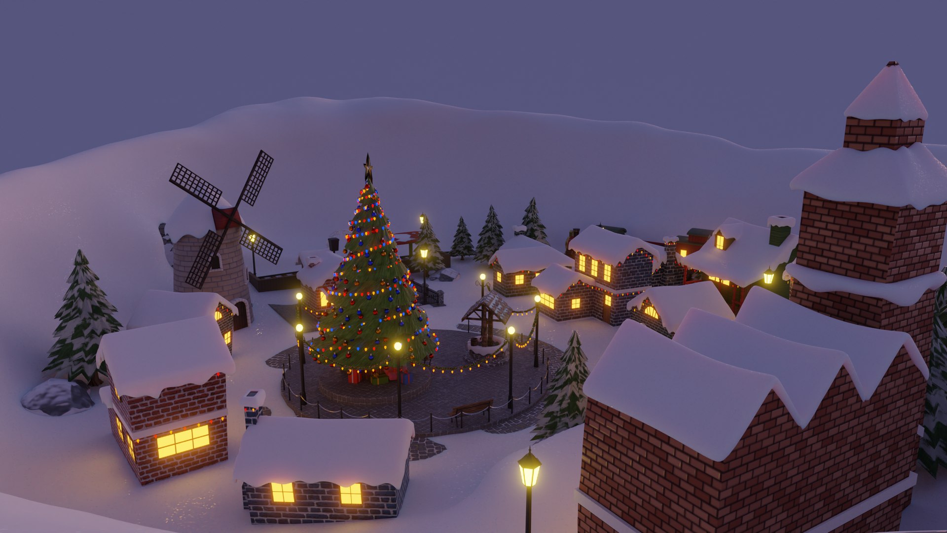 Christmas Town 3D - TurboSquid 1658313