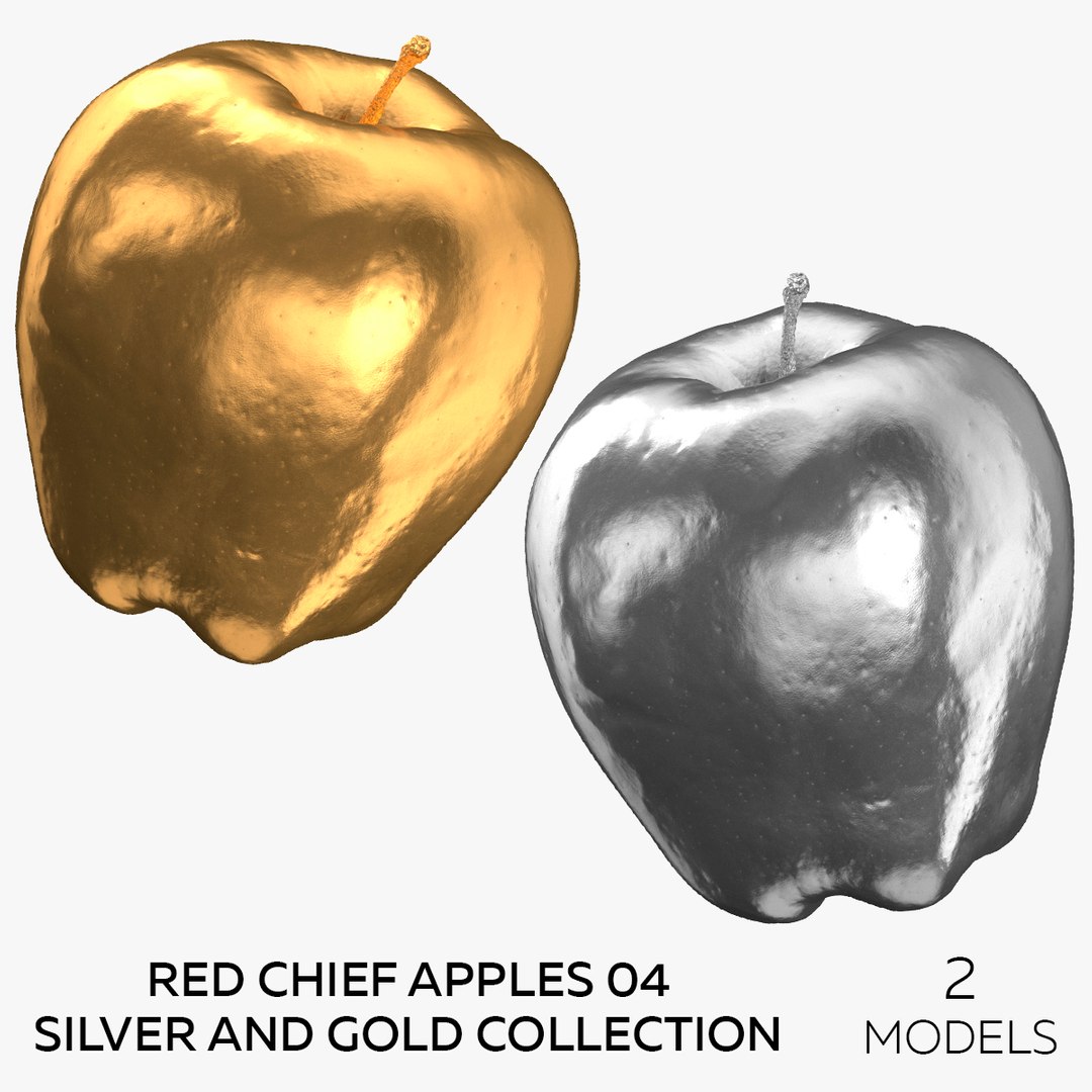 Red Chief Apples 04 Silver And Gold Collection - 2 Apples 3D Model ...