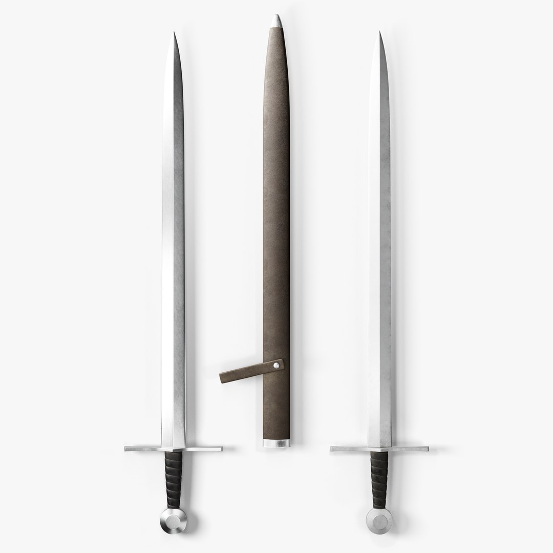 3D Medieval Sword 05 low poly plus old texture and sheath model ...