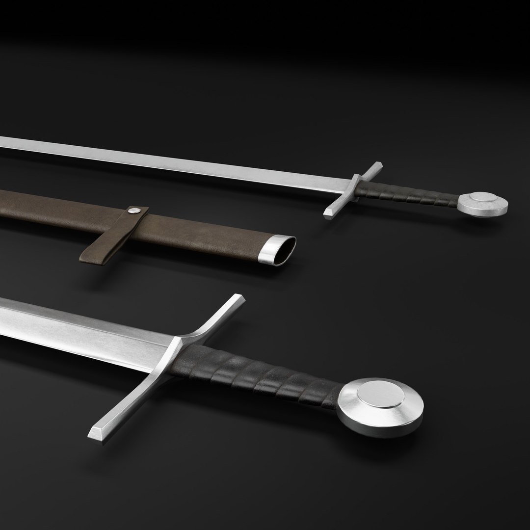 3D Medieval Sword 05 Low Poly Plus Old Texture And Sheath Model ...