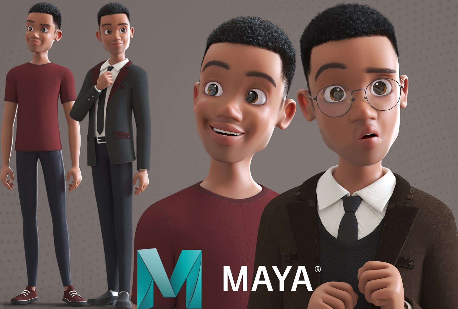 Cartoon Afro Father Maya - Rigged - Teacher - Waiter Model - TurboSquid ...