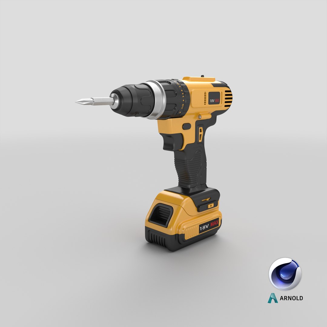 Detailed Yellow Electric Screwdriver 3D - TurboSquid 2073801