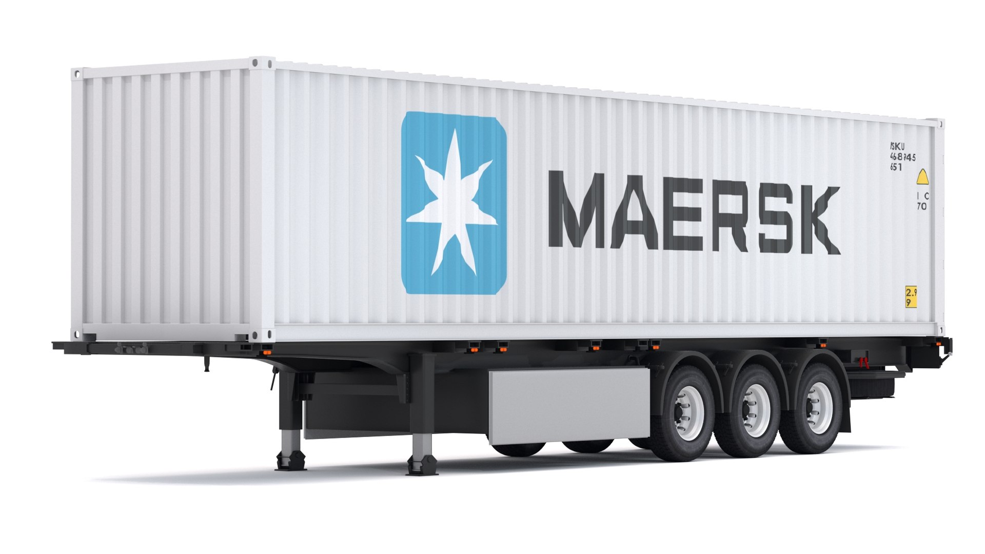 3D model Chassis Semi Trailer with Maersk Shipping Container ...