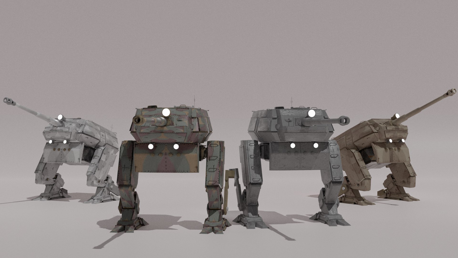 3D Destroyer Mech Walker With RIG And LOWPOLY Winter Camo Model ...