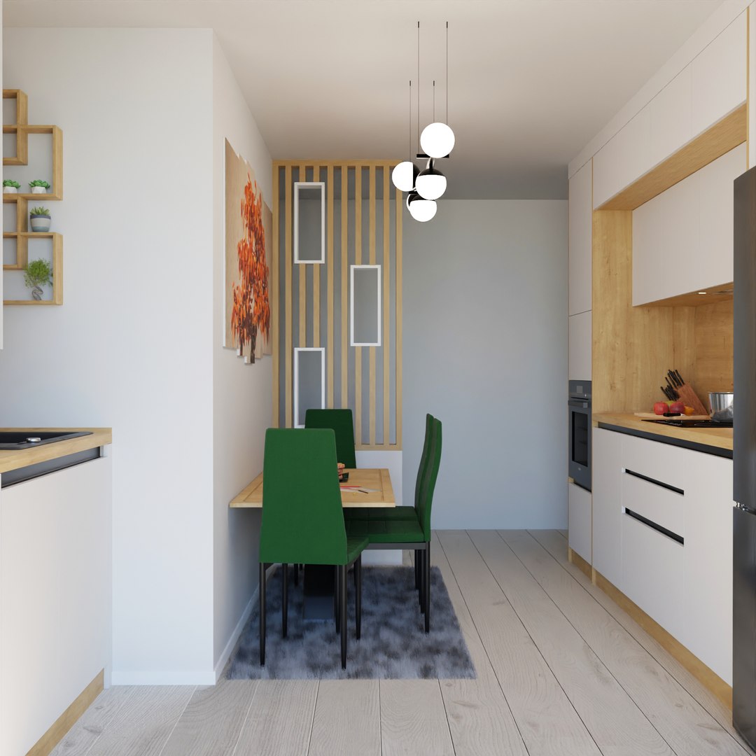 3D Apartment Kitchen Model - TurboSquid 2218857