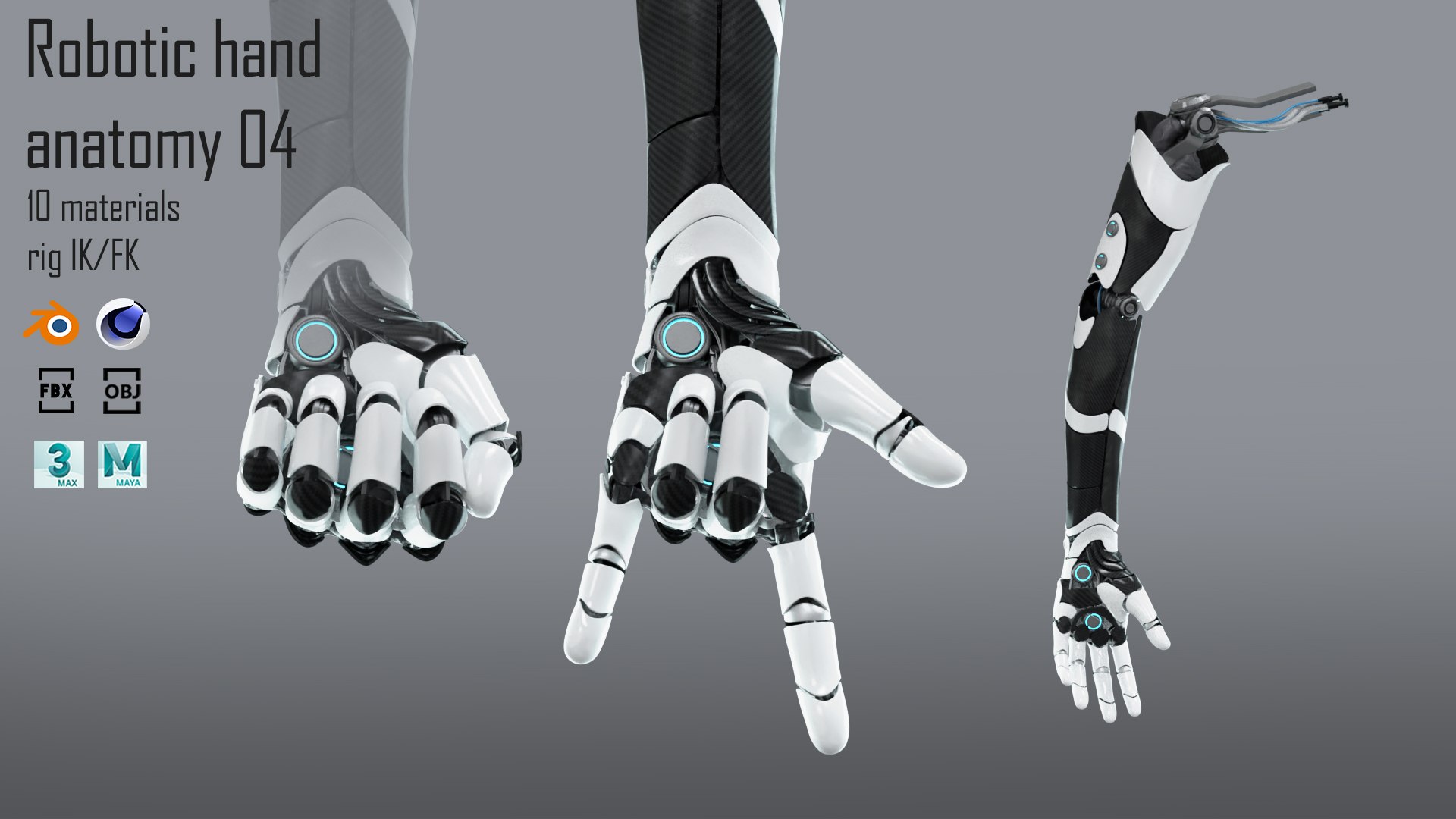 3D Robotic Hand Anatomy 04 Model - TurboSquid 1913059