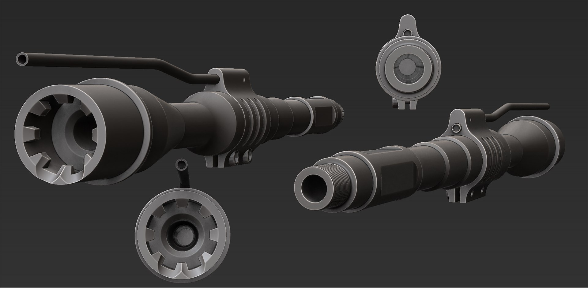 AR15 - M4A1 - Barrel And Gas Block - NATO - High-poly Model ...