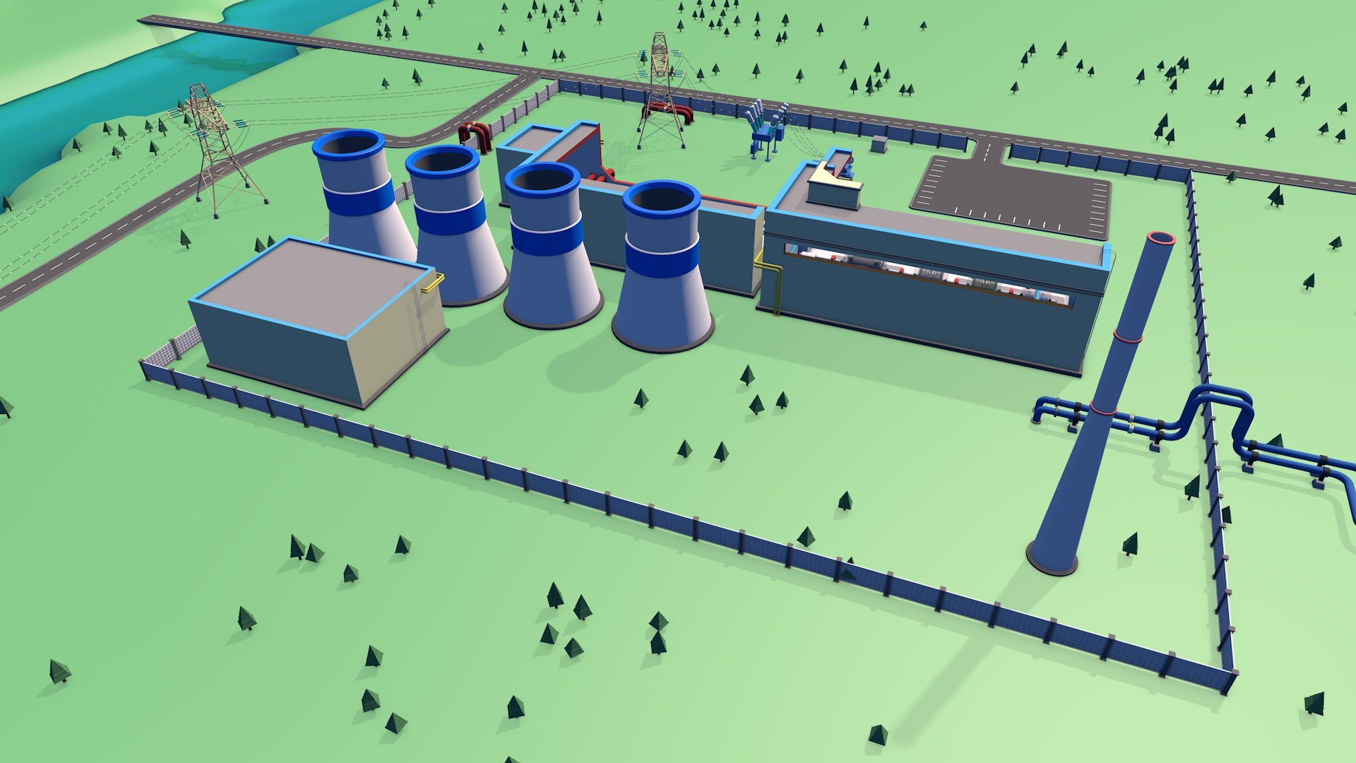 3D Thermal Power Plant Model - TurboSquid 1950616