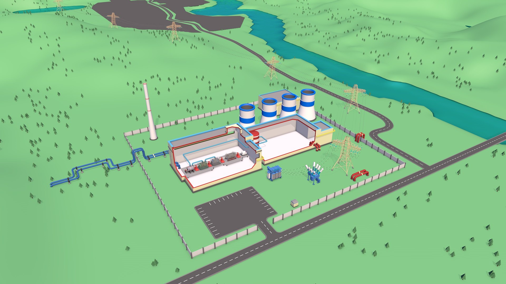 3D Thermal Power Plant Model - TurboSquid 1950616