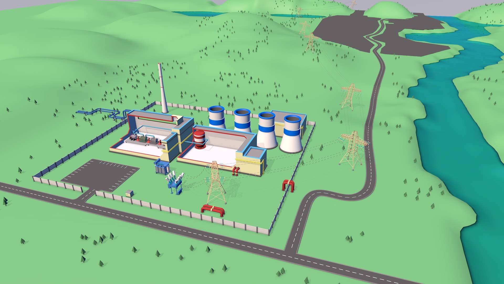 3D Thermal Power Plant Model - TurboSquid 1950616