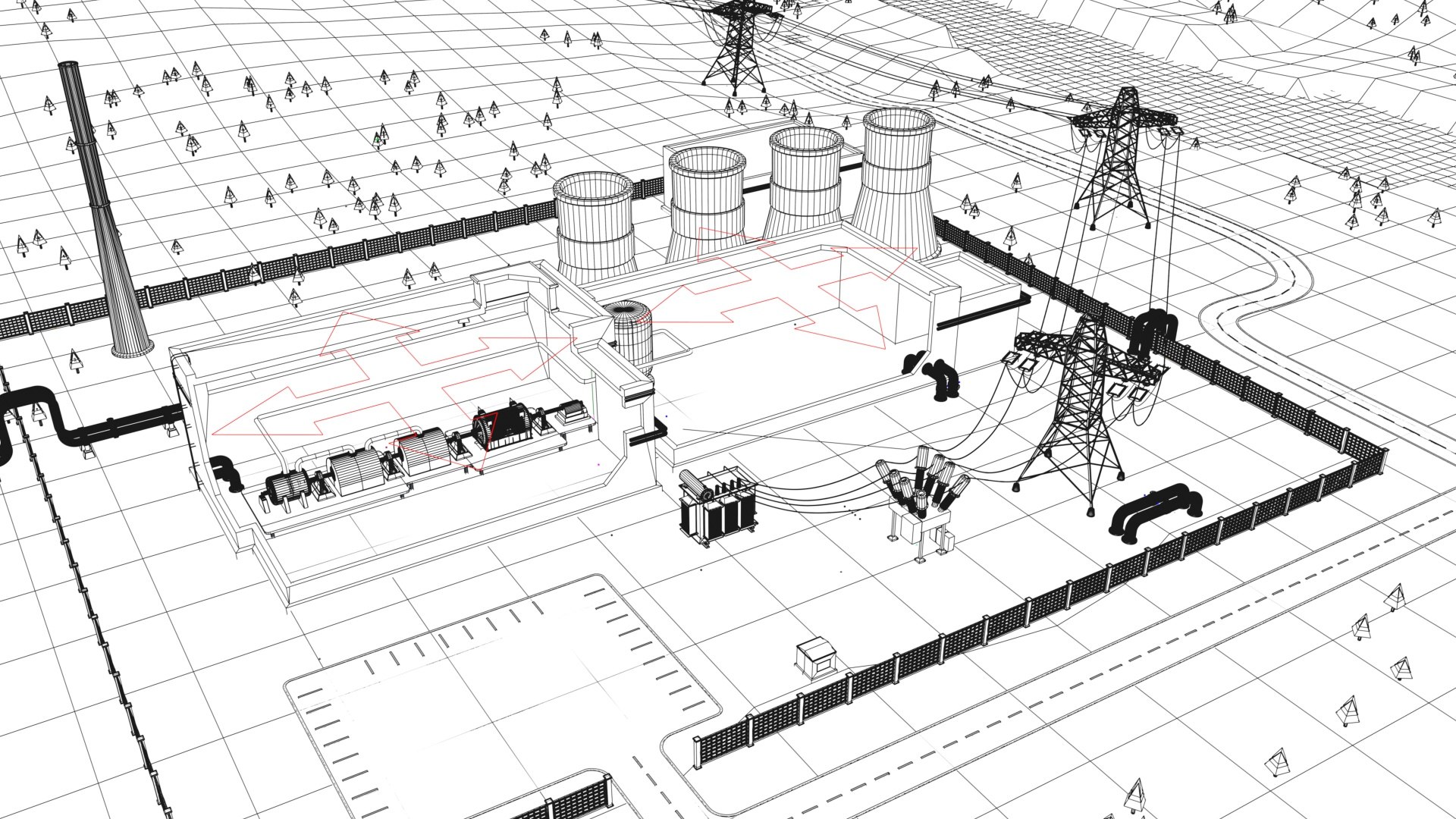 3D Thermal Power Plant Model - TurboSquid 1950616