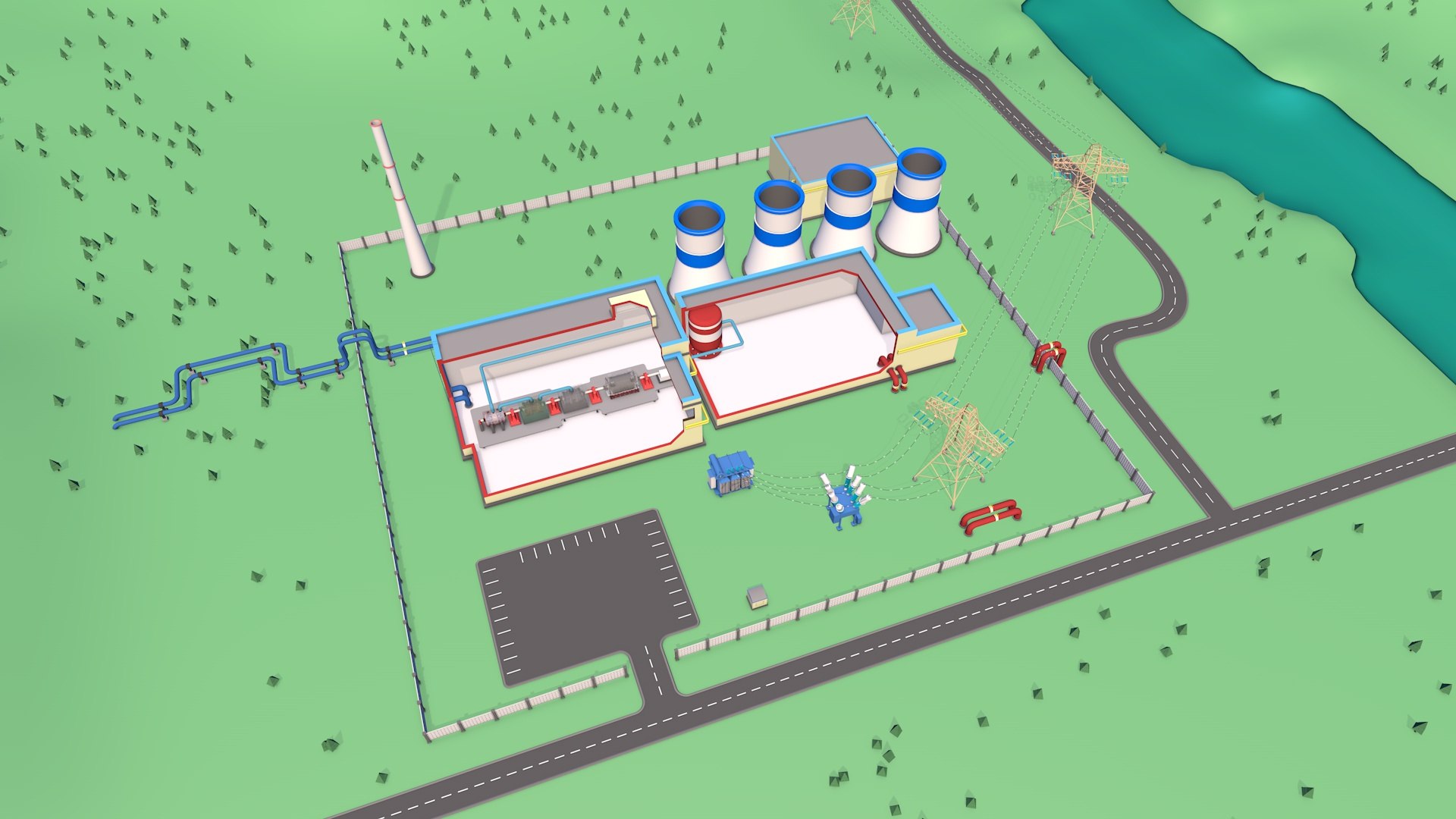 3D Thermal Power Plant Model - TurboSquid 1950616