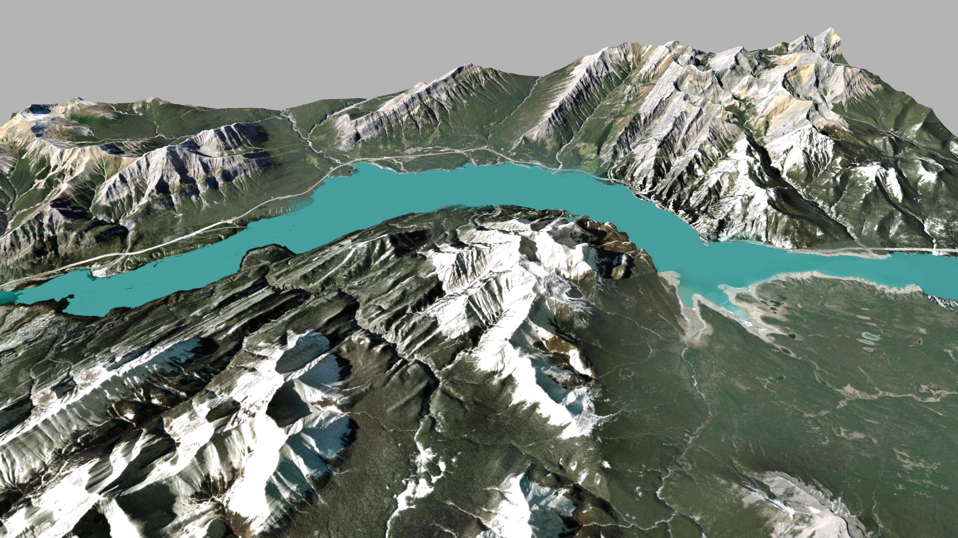 Mountain Landscape And Abraham Lake Alberta Canada Model - TurboSquid ...