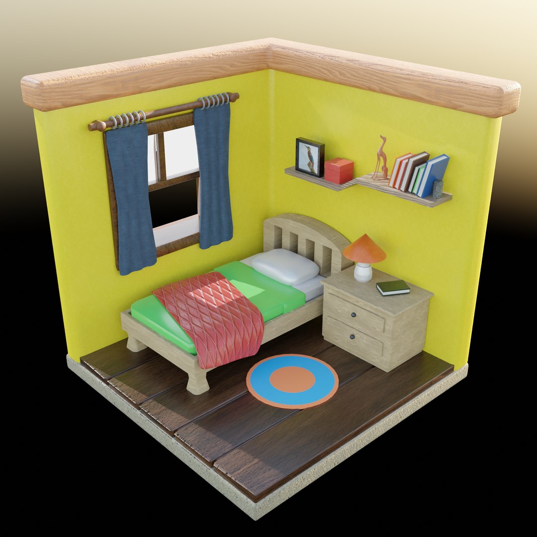 Isometric Bedroom Low poly 3D model - TurboSquid 2159048