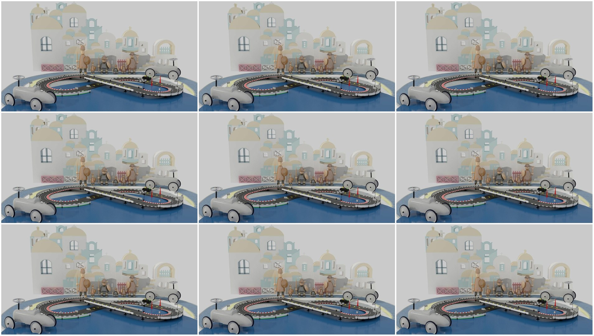 3D model Castle amusement park racing track toy car track background ...