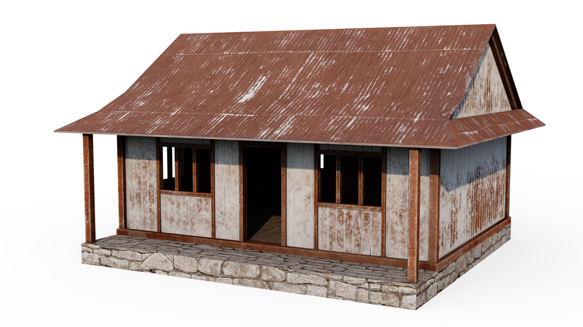 3D Painted Wooden Hut Model - TurboSquid 1845971
