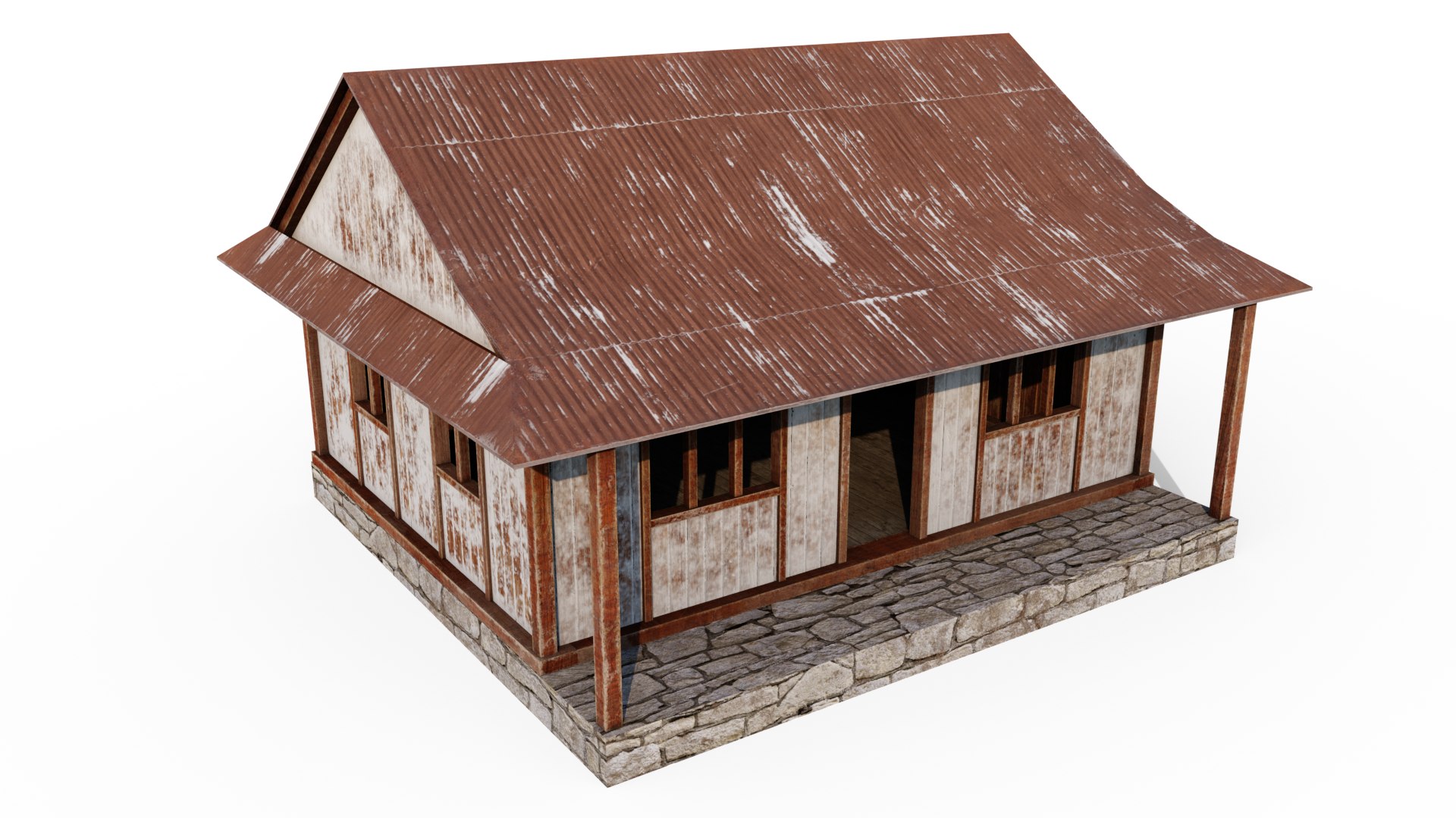 3D Painted Wooden Hut Model - TurboSquid 1845971